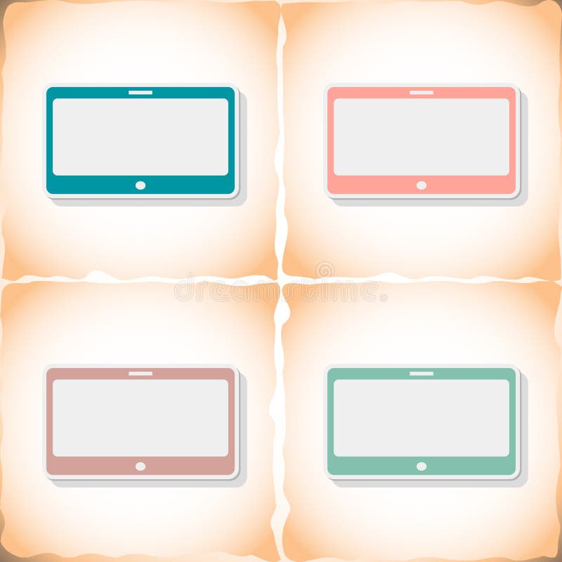 Tablet. Flat Sticker with Shadow on Old Paper Stock Vector ...