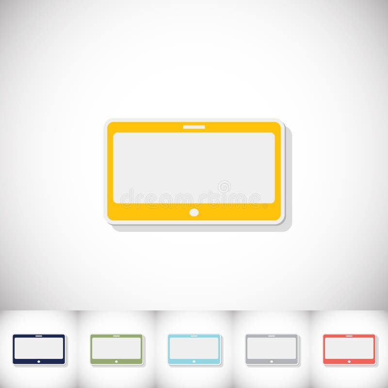 Tablet. Flat Sticker with Shadow on White Background Stock Vector ...