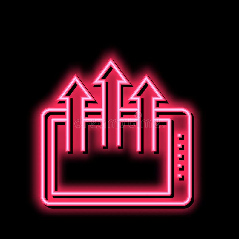 Tablet Gadget Arrows Up Neon Glow Icon Illustration Stock Vector ...