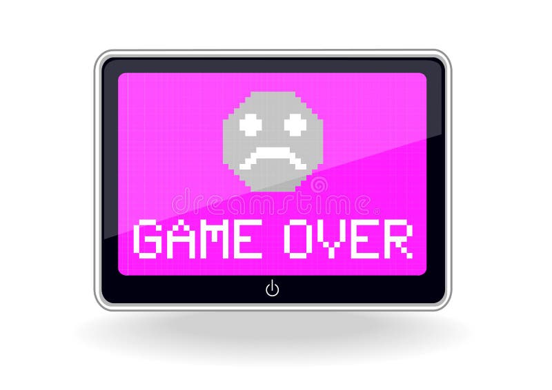 Tablet with game over icon stock vector. Illustration of game - 53061671