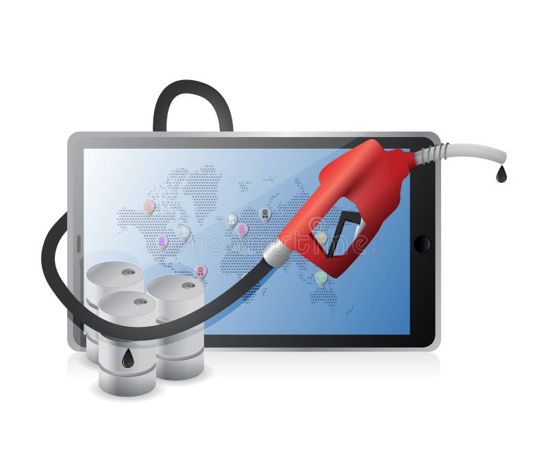 Tablet with a Gas Pump Nozzle Stock Illustration - Illustration of ...