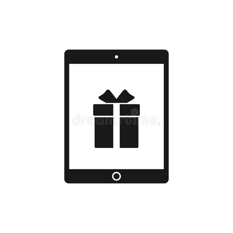 Tablet with Gift on Monitor Icon. Vector Tab Illustration Stock Vector ...