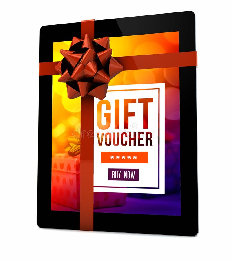 Gift Voucher Tablet and Smart Phone Stock Photo - Image of marketing ...