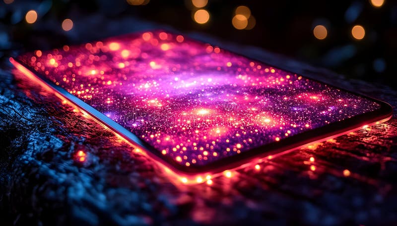 Cosmic Tablet Glow stock illustration. Illustration of design - 376276040