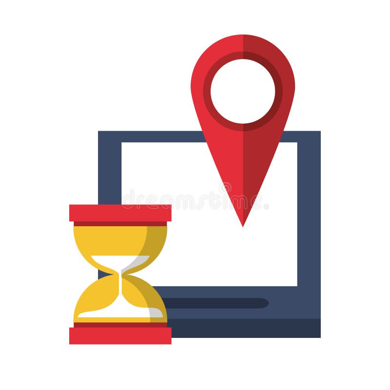 Tablet with Gps Tracking and Hourglass Symbol Stock Vector ...