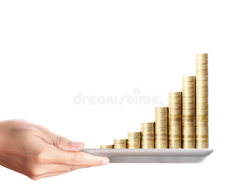 Tablet with Graph ,gold Coins Stock Illustration - Illustration of ...