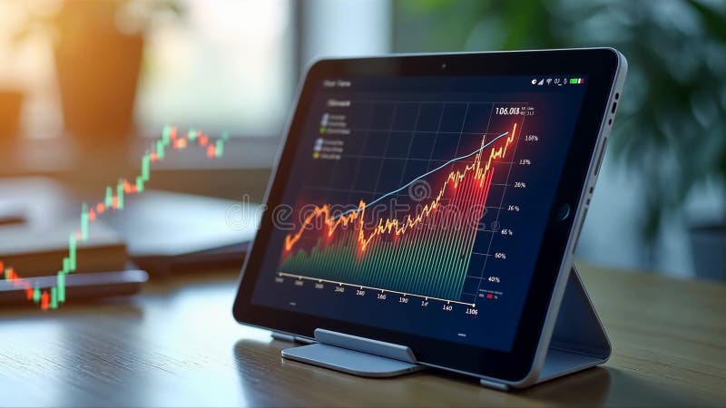 Tablet with a Graph on it is Sitting on a Table Stock Footage - Video ...