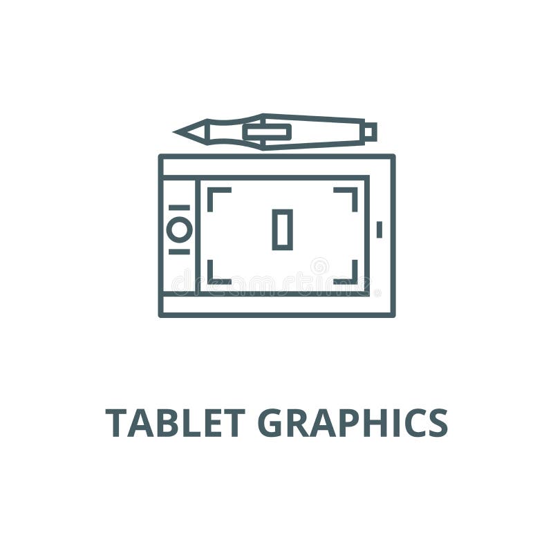 Tablet Graphics Vector Line Icon, Linear Concept, Outline Sign, Symbol ...