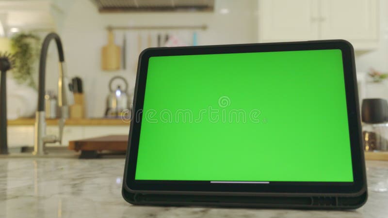 Tablet with Green Screen Chroma Key . in Kitchen at Home Stock Video ...
