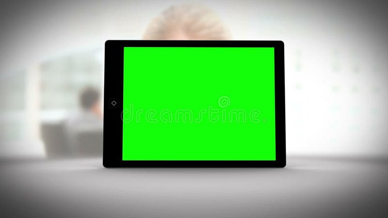 Tablet with Green Screen in Front of Business People Stock Footage ...