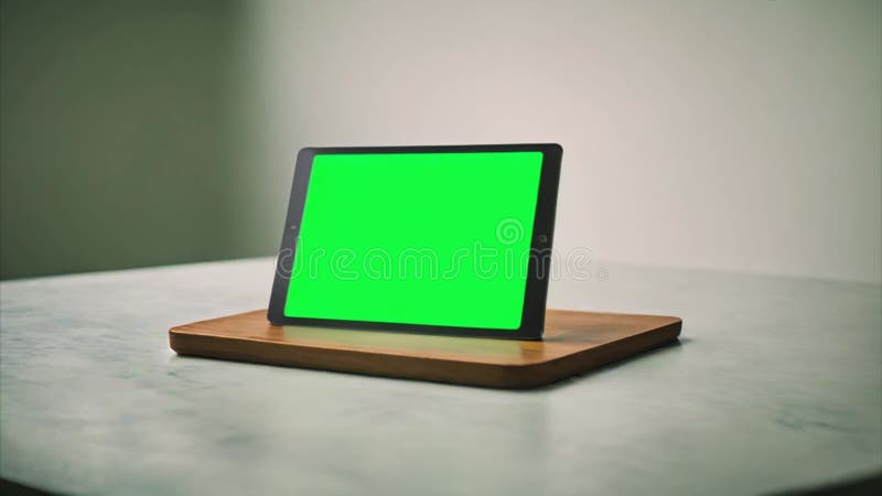 Tablet with Green Screen Mockup on Table Stock Footage - Video of ...