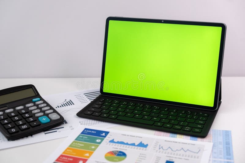 A Tablet with a Green Screen, a Working Professional Stock Image ...