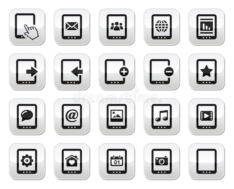 Tablet Grey Square Buttons Set - Stock Illustration - Illustration of ...