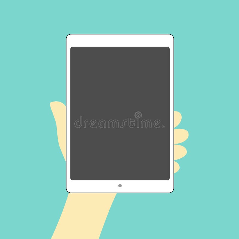 Tablet with Hand Holding and Forefinger Stock Illustration ...