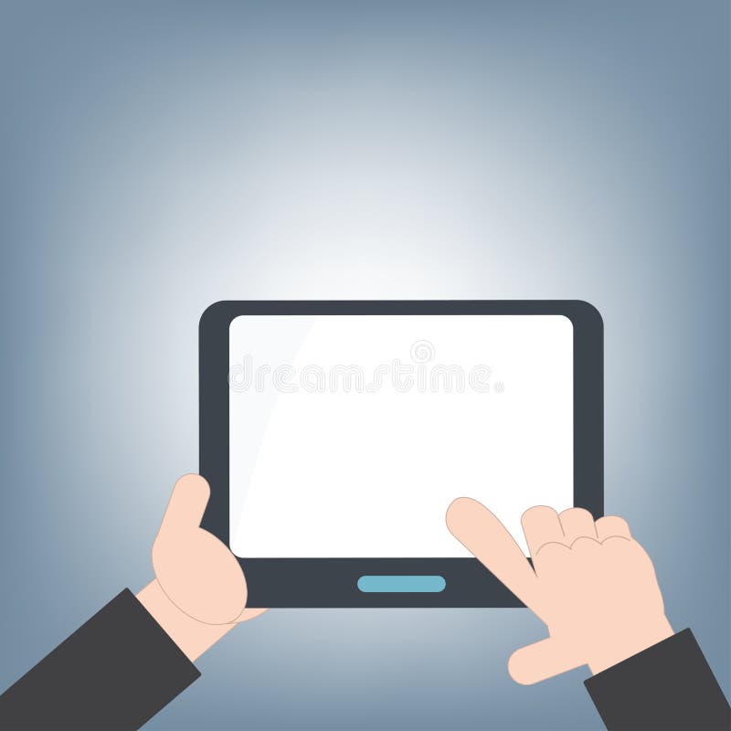 Tablet in Hand and Blank White Screen for Web and Mobile Applications ...