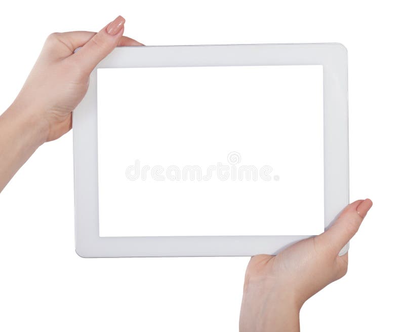 Holding Electronic Tablet PC in Hands Stock Photo - Image of ...