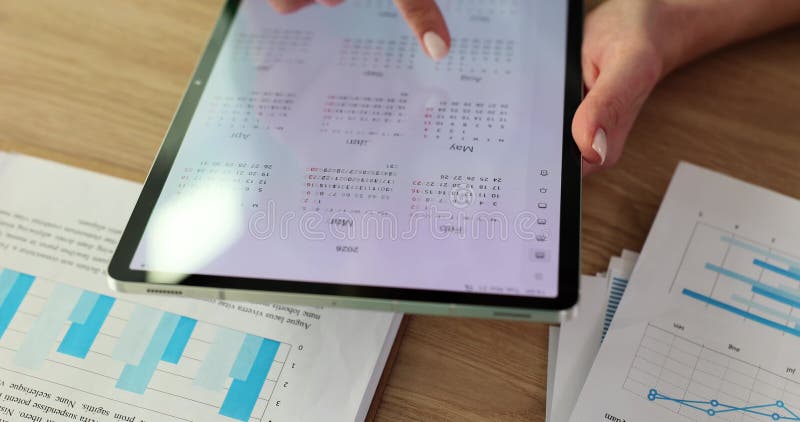 Tablet in Hands of Woman and Calendar Application Stock Video - Video ...
