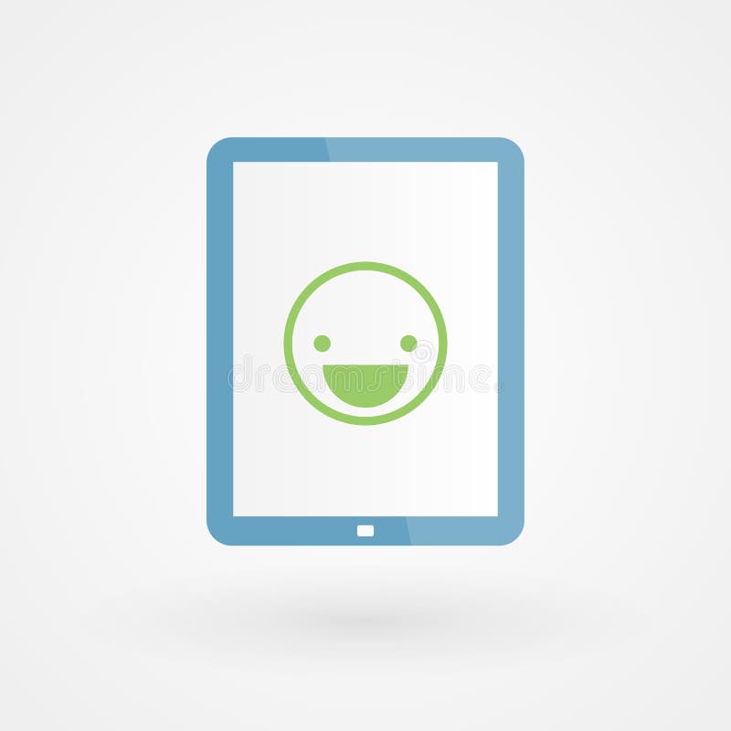 Tablet and Happy Smiley. Concept of Happiness. Vector Illustration ...
