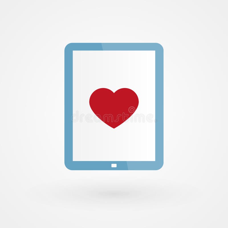 Tablet and Heart. Concept of Romantic Love. Vector Illustration, Flat ...