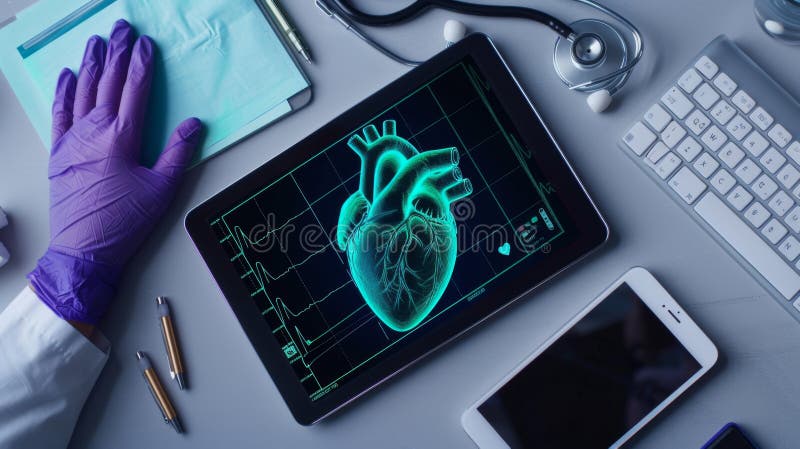 The Tablet with Heart Scan.. AI Generated Stock Image - Image of ...