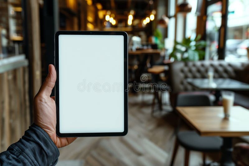 A Tablet Held in Manâ€™s Hand, with the Screen Facing the Viewer and ...