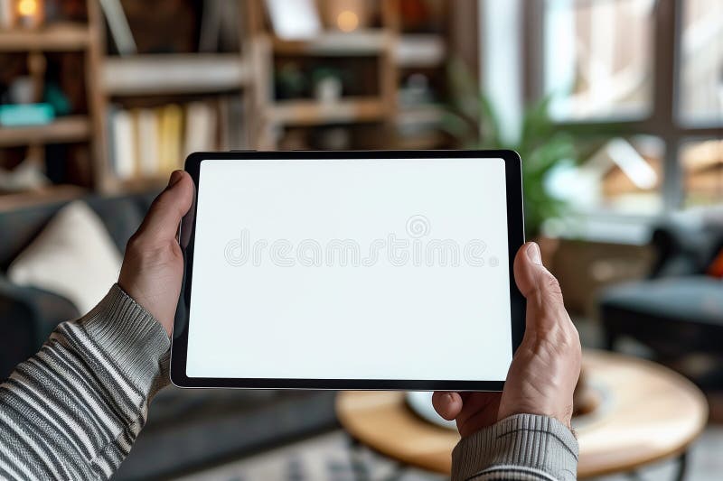 A Tablet Held in Manâ€™s Hand, with the Screen Facing the Viewer and ...