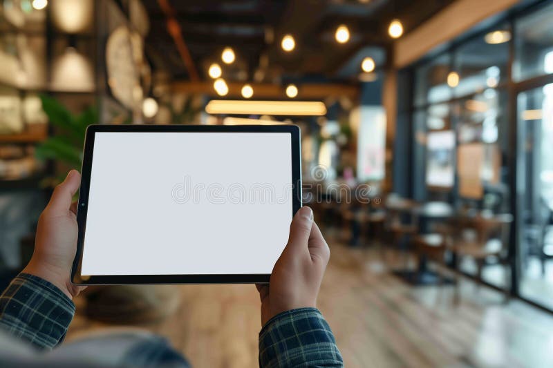 A Tablet Held in Manâ€™s Hand, with the Screen Facing the Viewer and ...