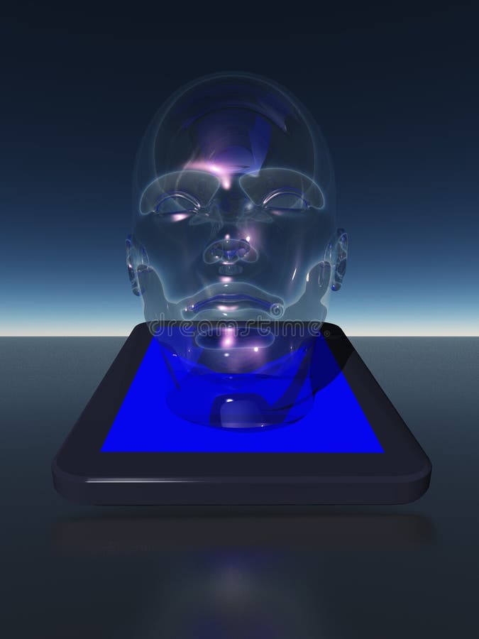 Tablet with human head stock illustration. Illustration of dream - 32279234