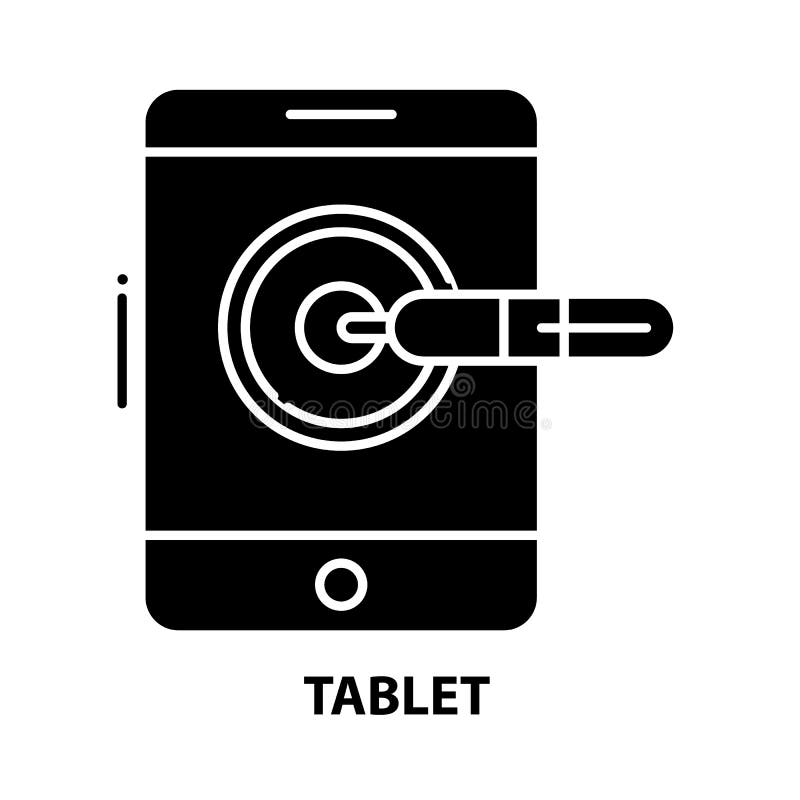 Tablet Icon, Black Vector Sign with Editable Strokes, Concept ...