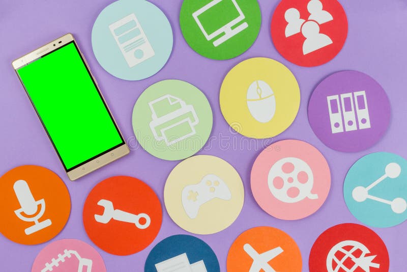Tablet with Icons Made on Paper, Different Applications Stock Photo ... Tablet with Icons Made on Paper, Different Applications Stock Photo ...