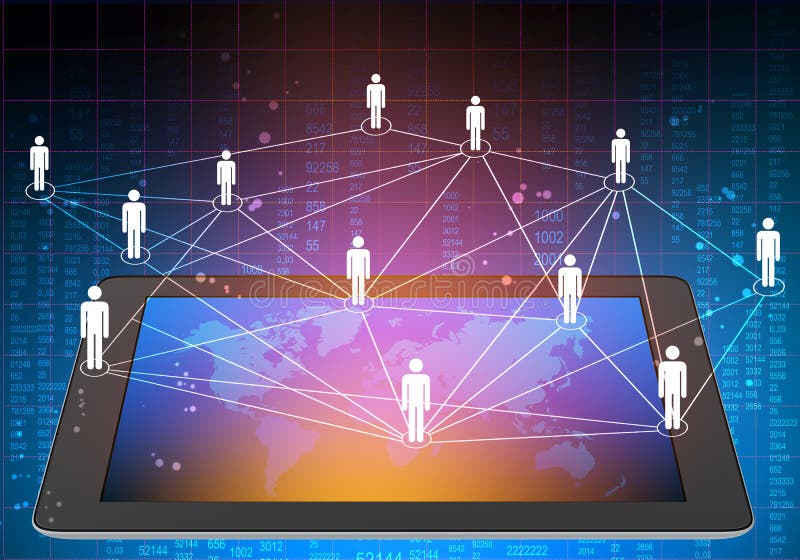Tablet and Icons People Connect on Abstract Number Stock Illustration ...