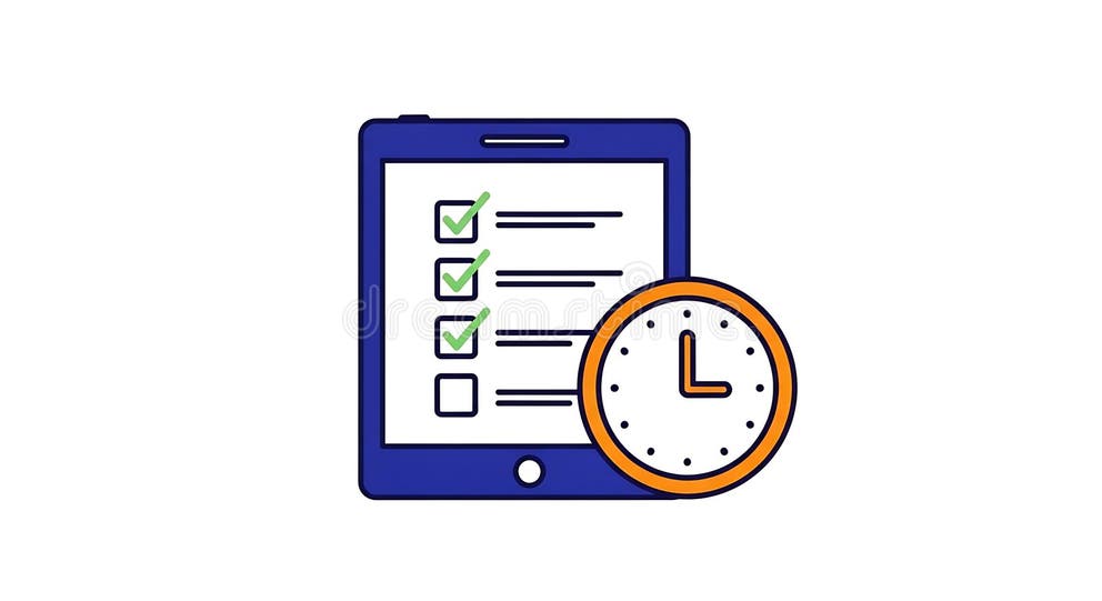 Tablet Illustration Displaying a Checklist with Three Checked Boxes and ...