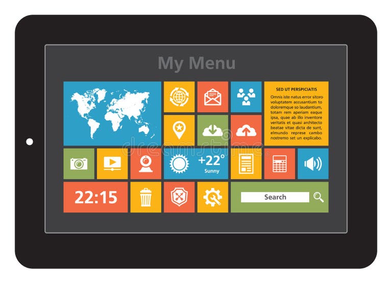 Tablet Interface - Icons Set Stock Vector - Illustration of ...