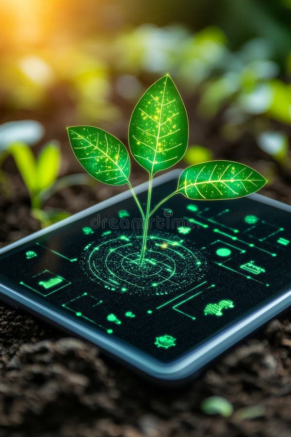 On a Tablet, Intricate Digital Renderings of Different Plant Species ...
