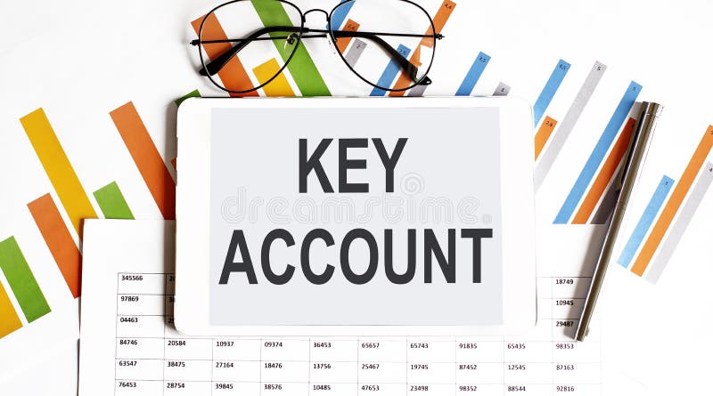 The Tablet with KEY ACCOUNT on Chart with Pen and Glasses Stock Image ...