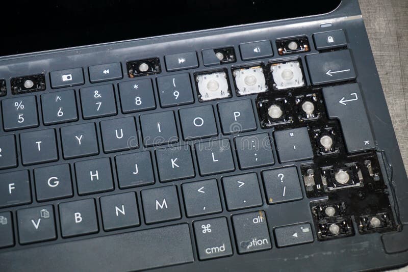 Tablet Keyboard, Computer Control Panel for Typing Texts. Damaged and ...