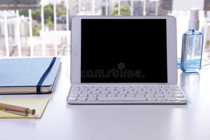 Tablet with Keyboard on the Desk Stock Photo - Image of small, desk ...