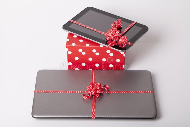 Tablet and Laptop As a Gift Stock Photo - Image of modern, concept ...