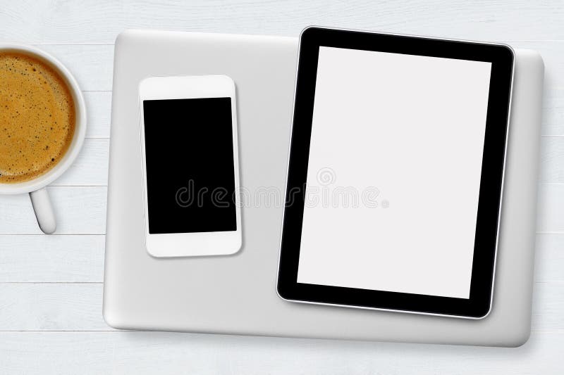 Tablet, Laptop, Mobile Phone Stock Image - Image of laptop, people ...