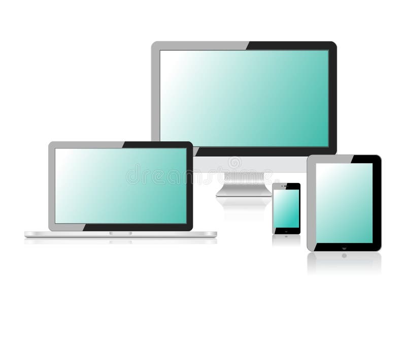 Device Icons: Desktop Computer, Laptop, Smart Phone, Tablet and Smart ...