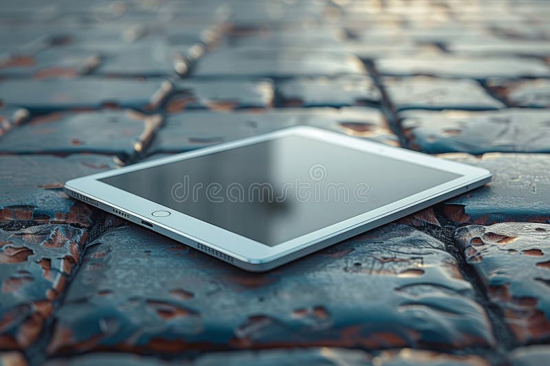 A Tablet is Laying on a Brick Floor Stock Image - Image of innovative ...