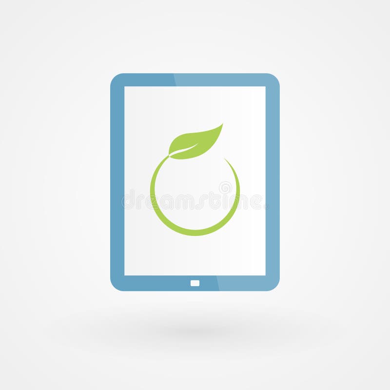 Tablet and Leaf. Concept of Sustainability. Vector Illustration, Flat ...