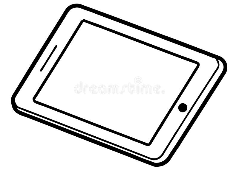 Tablet Line Art Silhouette Vector for Technology, Mobile, and Digital ...