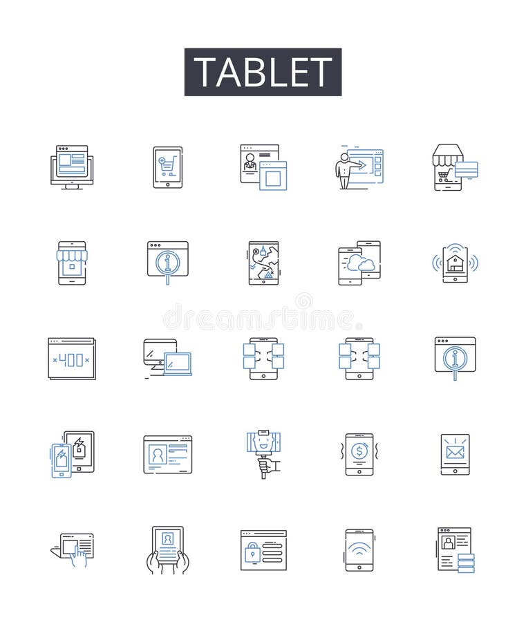 Tablet Line Icons Collection. Gadget, Wireless, Device, Smartph ...