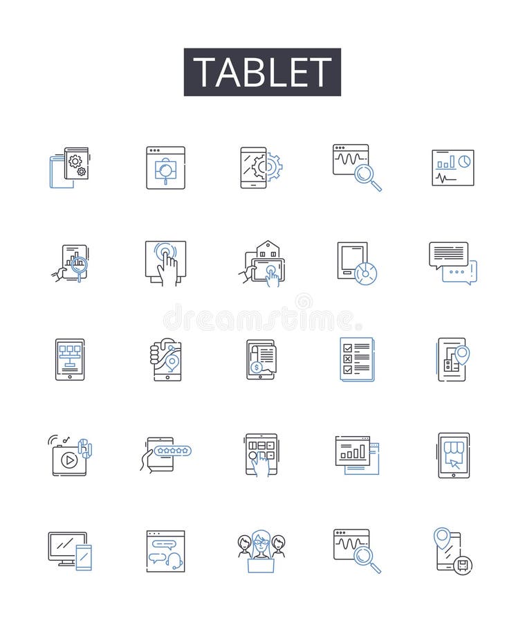 Tablet Line Icons Collection. Gadget, Wireless, Device, Smartph ...