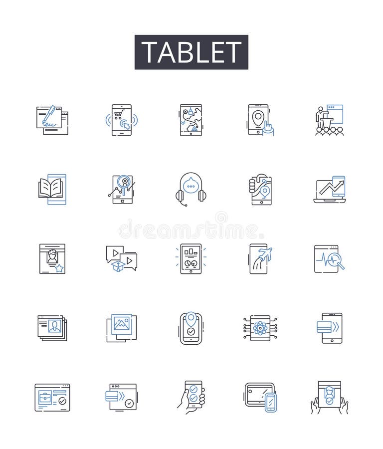 Tablet Line Icons Collection. Gadget, Wireless, Device, Smartph ...