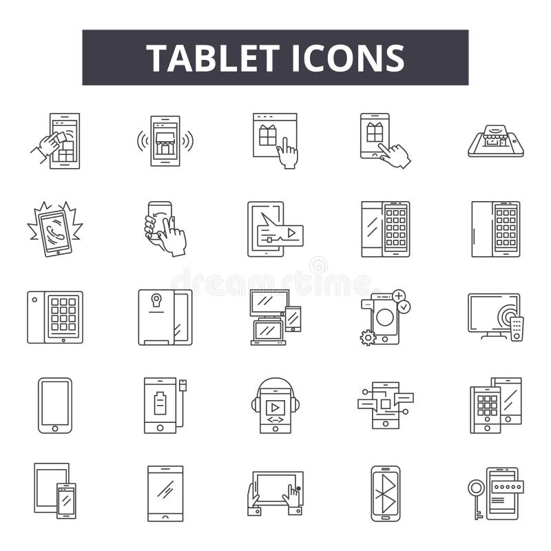 Tablet Line Icons, Signs, Vector Set, Linear Concept, Outline ...