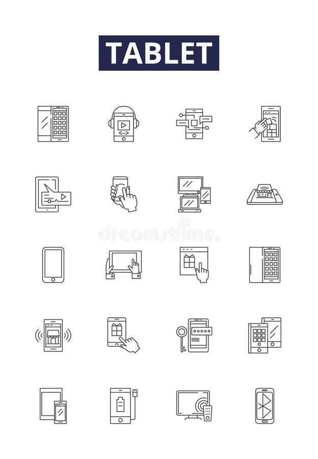 Tablet Line Vector Icons and Signs. Pad, IPad, Gadget, Device, Slate ... Tablet Line Vector Icons and Signs. Pad, IPad, Gadget, Device, Slate ...