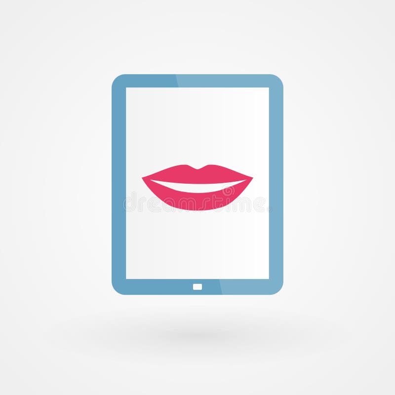 Tablet and Lips. Concept of Communication. Vector Illustration, Flat ...