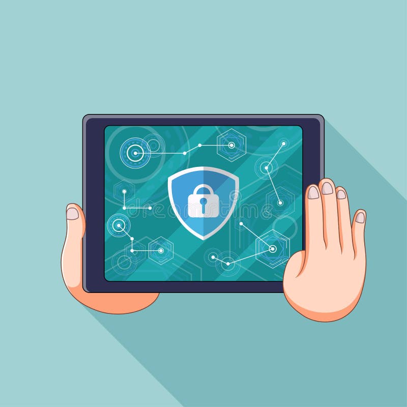 The Tablet with the Lock Screen with the Privacy Stock Vector ...